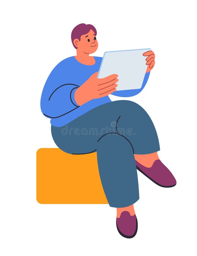 Male Working with Data Processing and Databases Stock Illustration ...