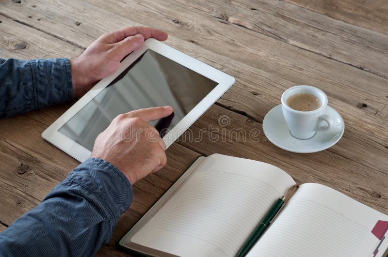 Male Working with Tablet Computer Stock Image - Image of business ...