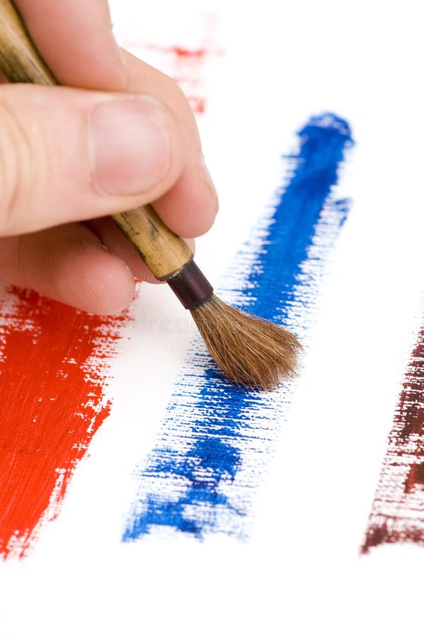 Malendes Rot und Blau stockbild. Bild von anstrich, pinsel - 13510957