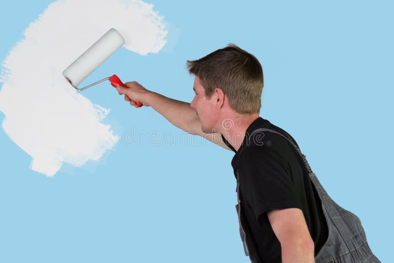 Maler beginnt seine Arbeit stockfoto. Bild von gestaltungsarbeit - 62372006