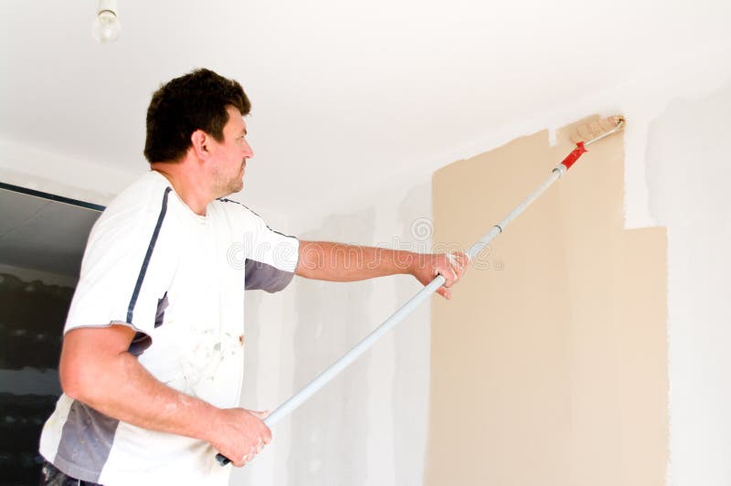 Maler bei der Arbeit stockbild. Bild von arbeiter, arbeiten - 15567447