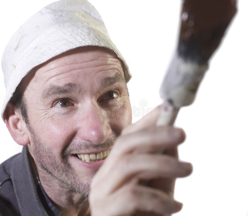 Maler bei der Arbeit stockbild. Bild von verzieren, arbeit - 17916721
