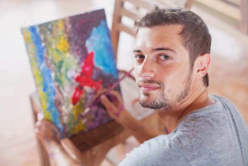 Maler bei der Arbeit stockbild. Bild von paare, lebensstil - 61744345