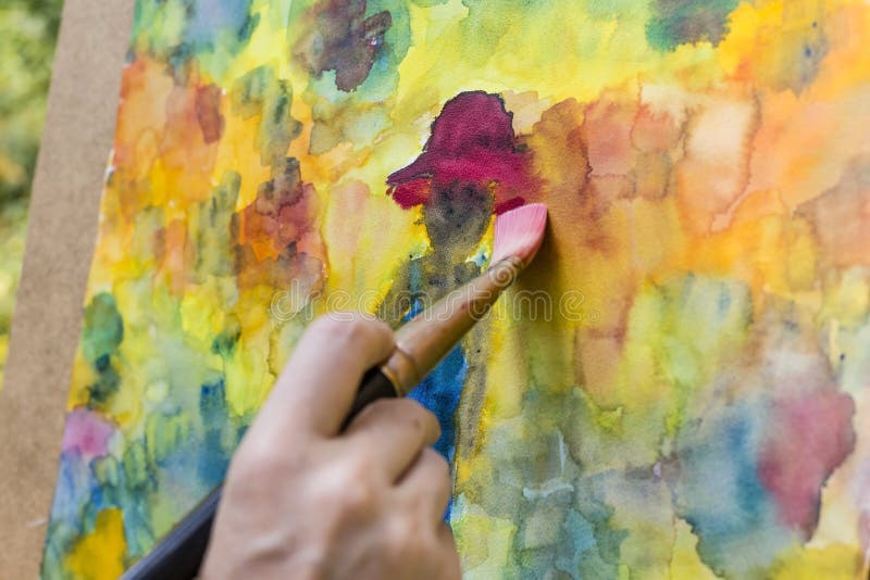 Malerei mit Wasserfarben stockfoto. Bild von aquarell - 66162048