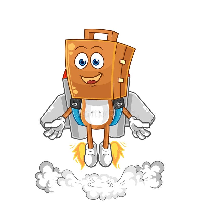 Maleta Con Mascota Jetpack. Vector De Dibujos Animados Ilustración del ...
