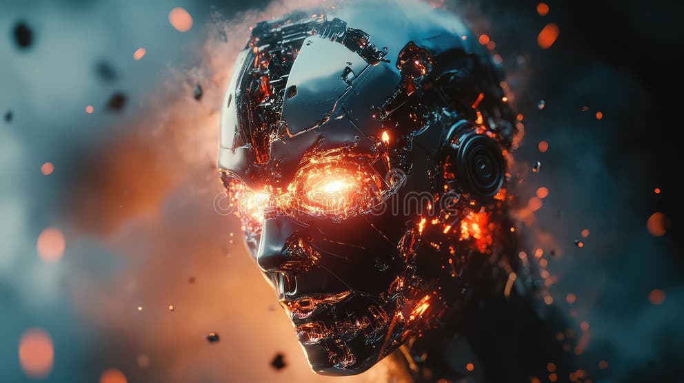 Malfunction Exploding Robot Face Stock Illustration - Illustration of ...