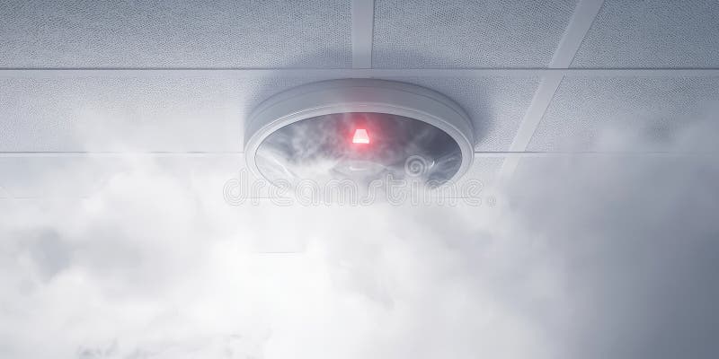 Malfunctioning Sensor with Red Light, Smoke Detector with Smoke on ...