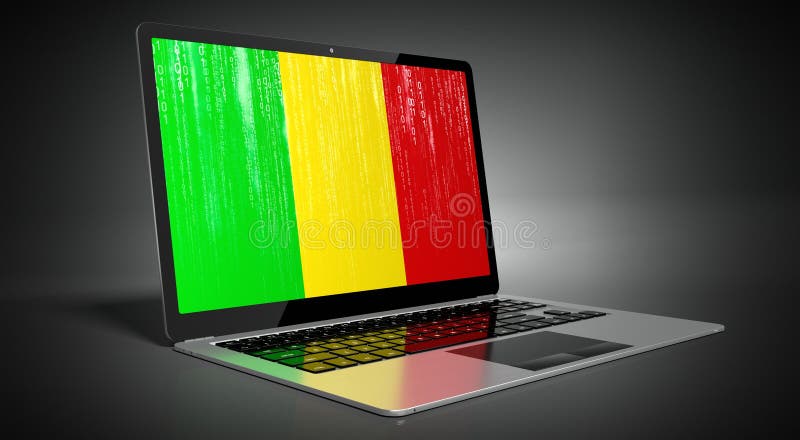 Mali - Country Flag and Binary Code on Laptop Screen Stock Illustration ...