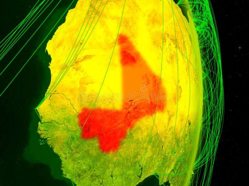 Mali Map on Digital Background Stock Illustration - Illustration of ...