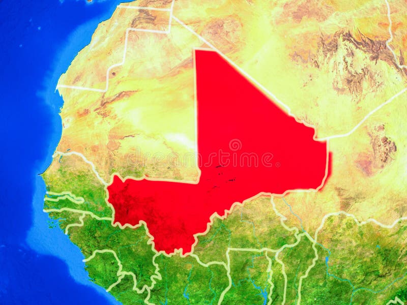 Mali on Earth with borders stock image. Image of malian - 135113513