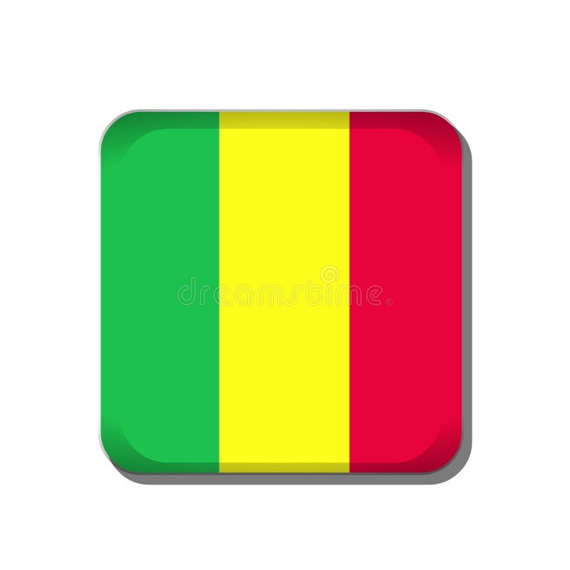 Mali Flag Button Icon Isolated on White Background Stock Vector ...