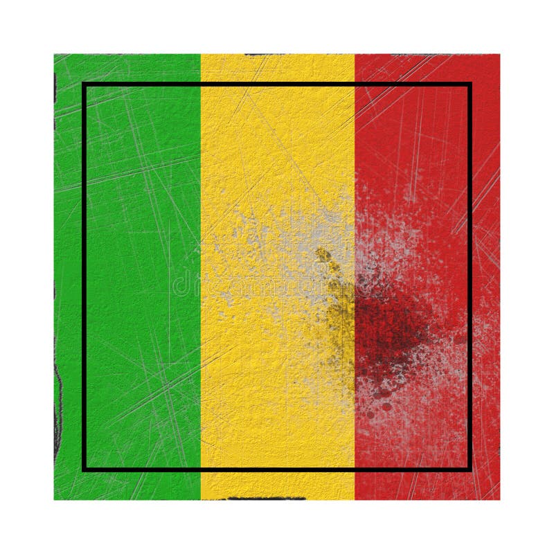 Mali Flag in Concrete Square Stock Illustration - Illustration of ...