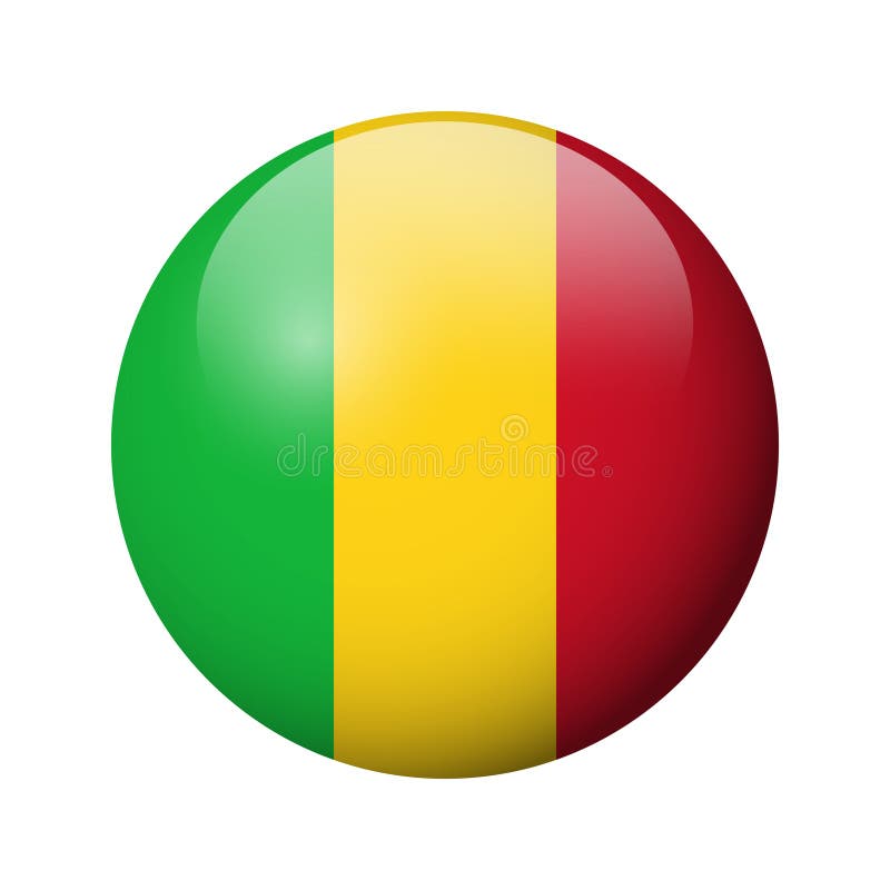Glossy Circle Badge Flag of Mali Stock Vector - Illustration of graphic ...