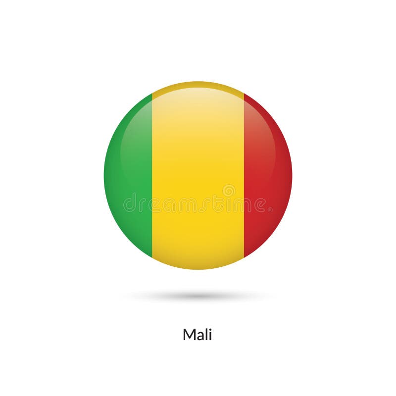 Mali Flag - Round Glossy Button Stock Vector - Illustration of mali ...