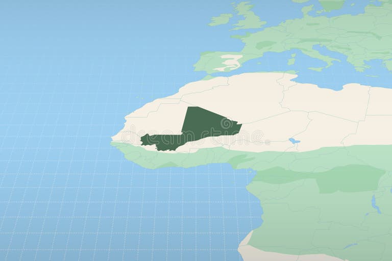 Mali Highlighted on a Detailed Map, Geographic Location of Mali Stock ...