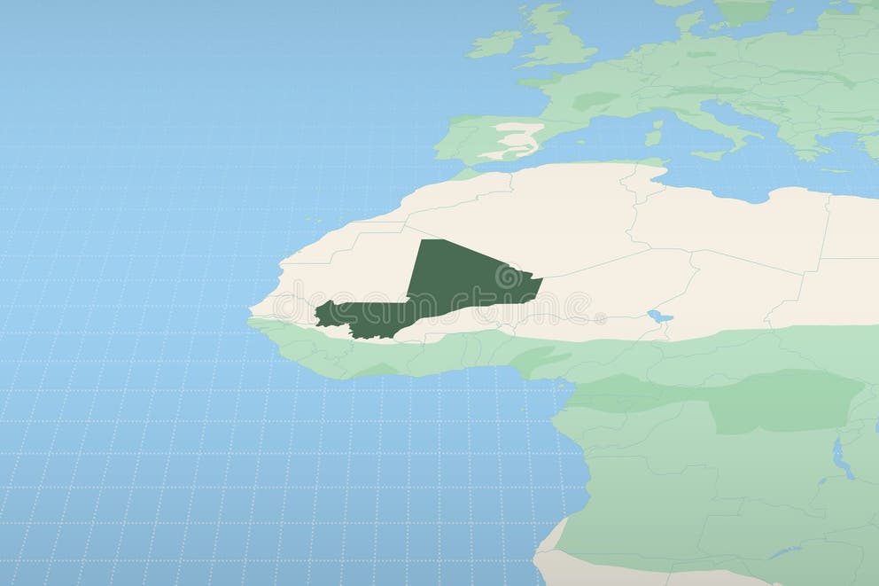 Mali Highlighted on a Detailed Map, Geographic Location of Mali Stock ...