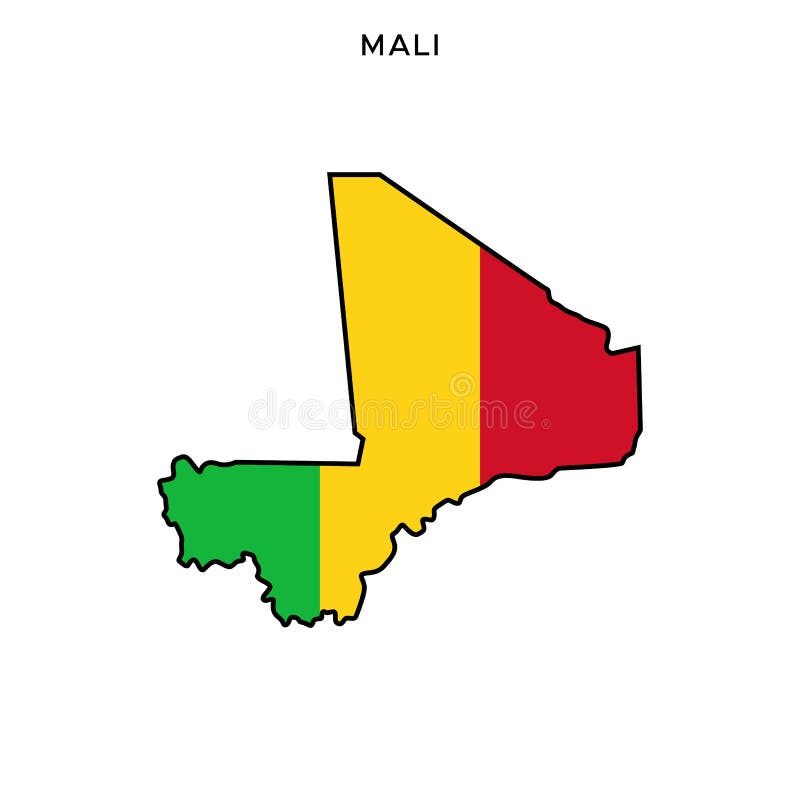 Map and Flag of Mali Vector Design Template with Editable Stroke. Stock ...