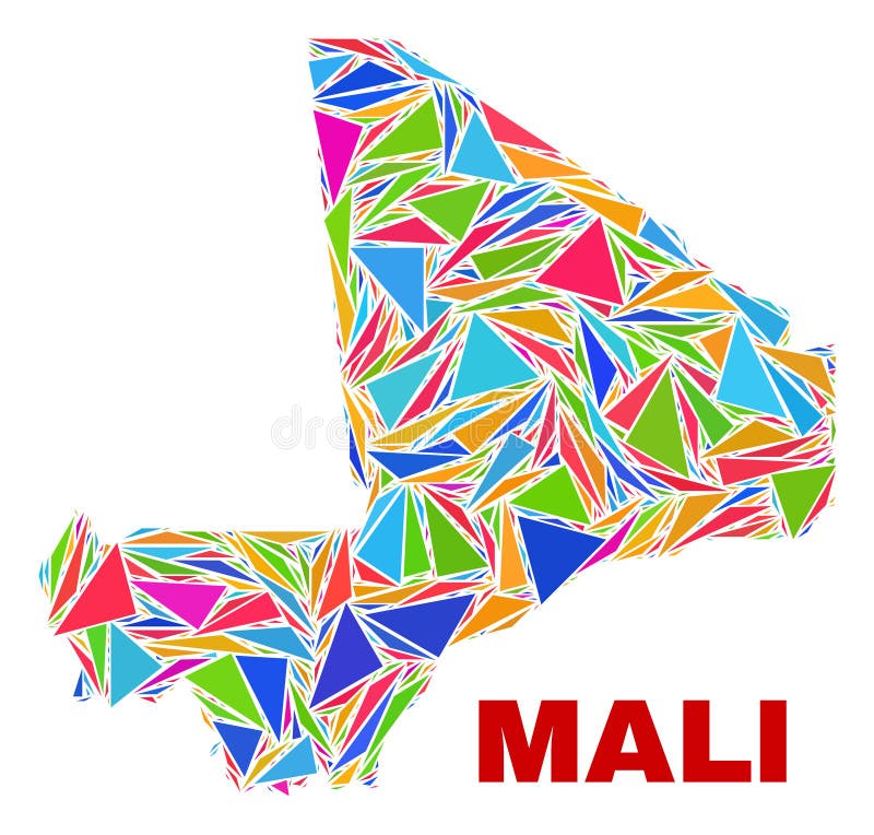 Mali Map - Mosaic of Color Triangles Stock Vector - Illustration of ...