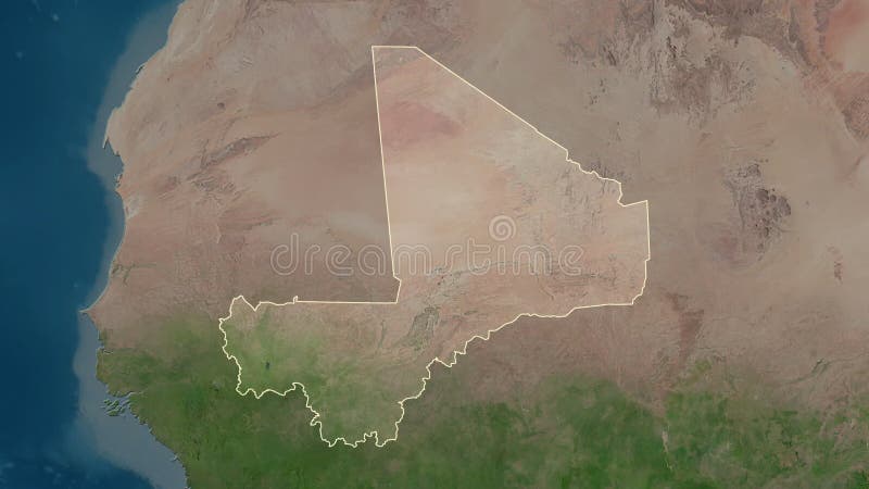 Mali Map - Solid. Regions. Satellite. Labels Stock Footage - Video of ...