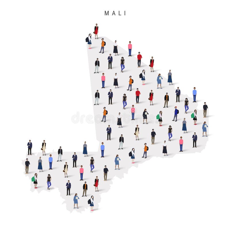 Mali Population Map. Large Group of People in a Shape of Malian Map ...
