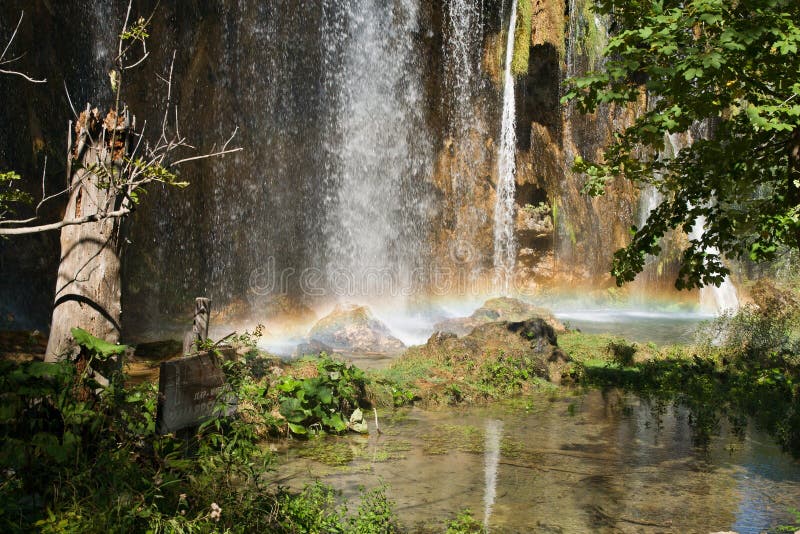 Mali Prstavac Waterfall On Plitvice Lakes Stock Photo - Image of trees ...