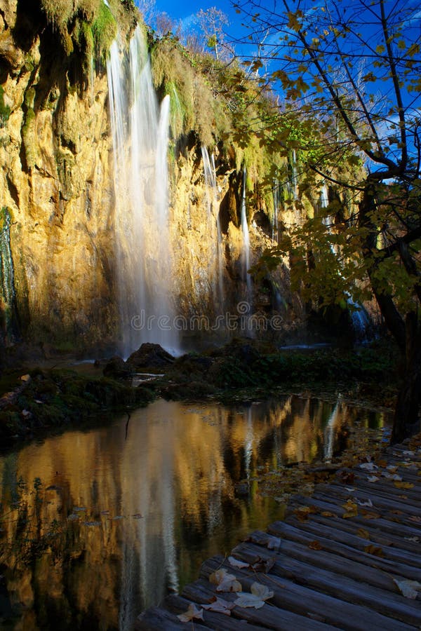 Mali Prstavac Waterfall on Plitvice Lakes Stock Photo - Image of trees ...