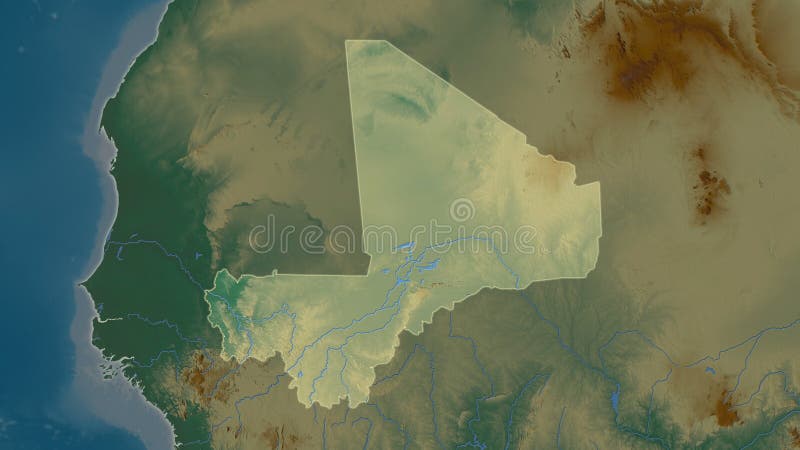 Mali - Relief. Country and Globe, Isolated Stock Illustration ...
