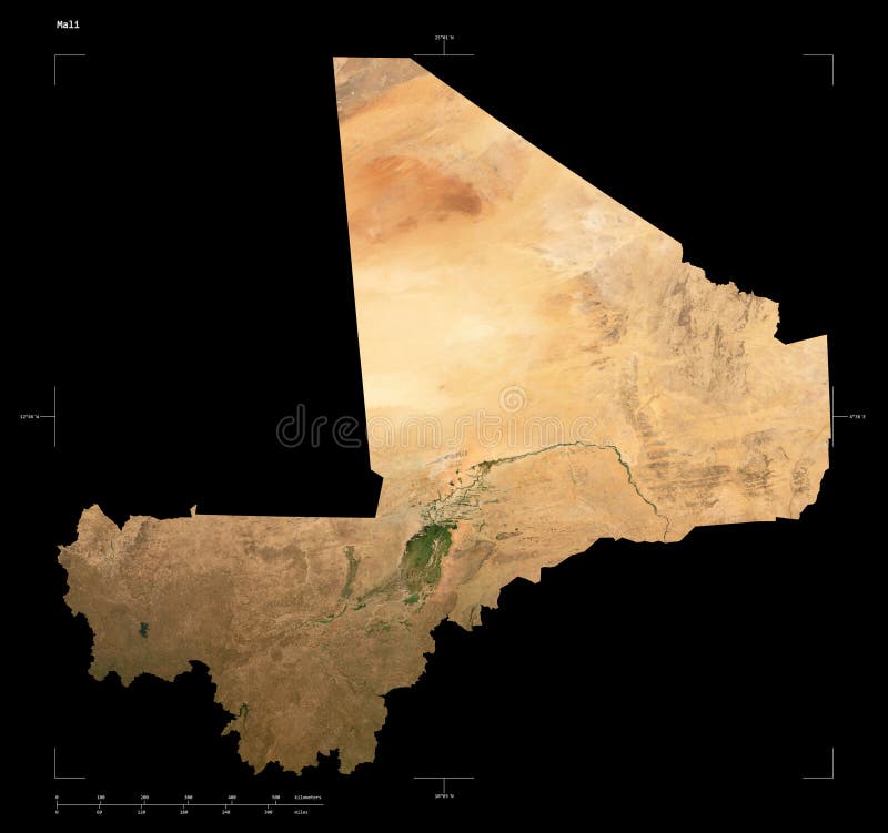 Mali Shape on Black. Low-res Satellite Stock Illustration ...