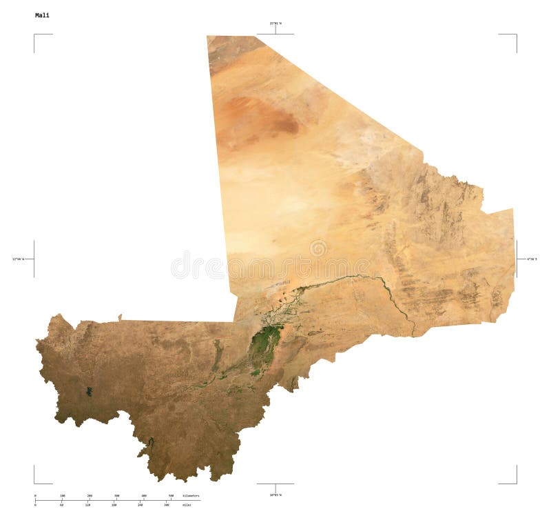 Mali Shape on White. Low-res Satellite Stock Illustration ...