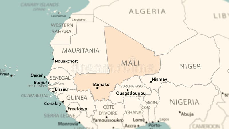 Mali in world map