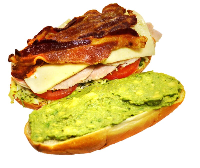 Club Sub Sandwich with Turkey, Cheese, Bacon and Avocado on a French ...