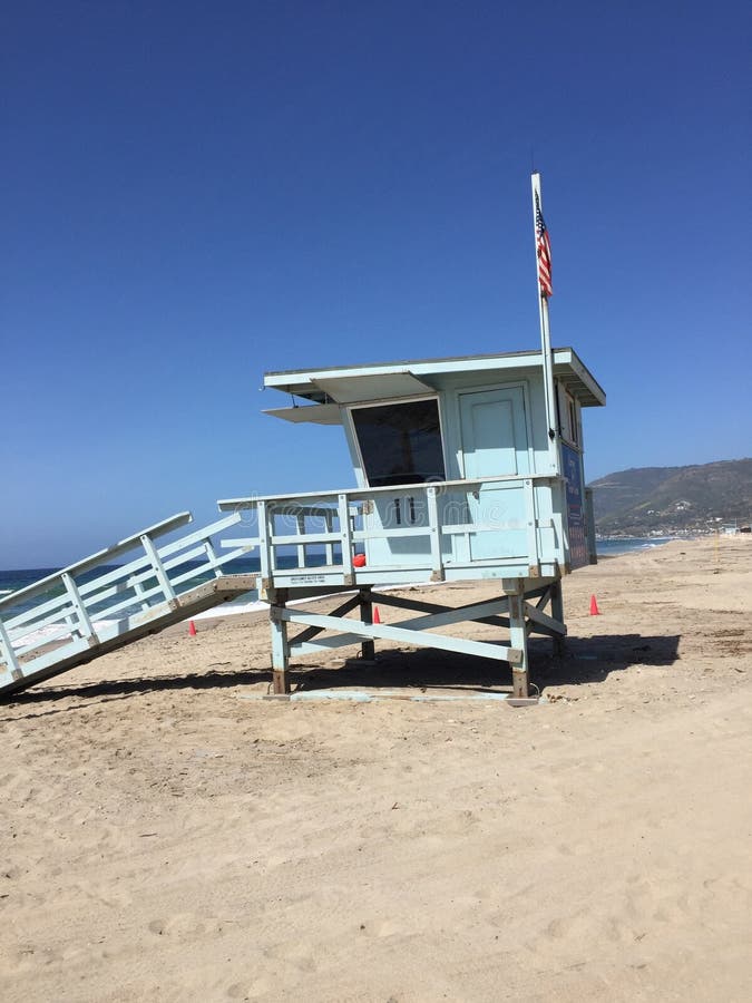 Lifeguard Hut In Malibu Beach At Sunset Stock Image - Image of pacific ...