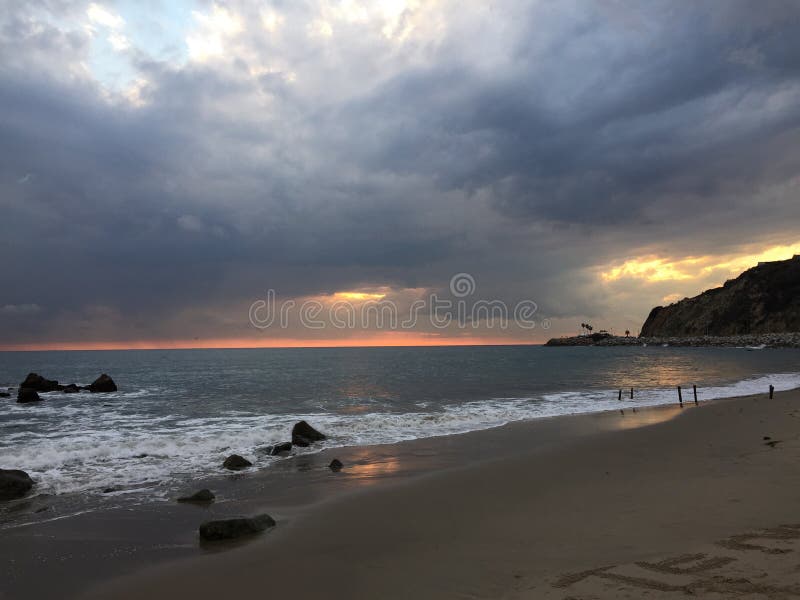 Malibu sunset stock image. Image of ocean, headland, dawn - 51517073