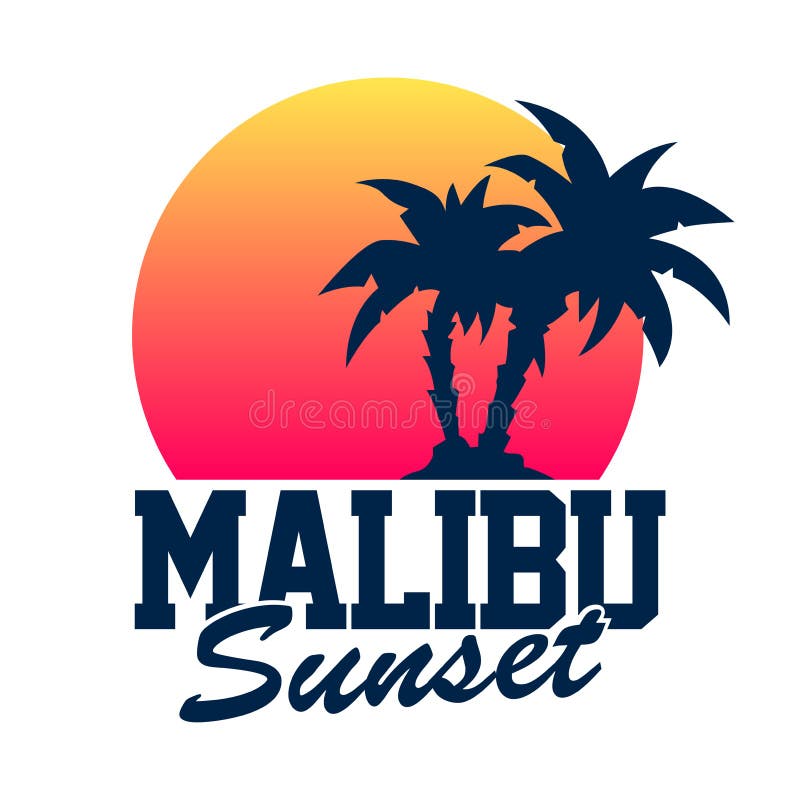 Malibu Sunset stock vector. Illustration of california - 36669218