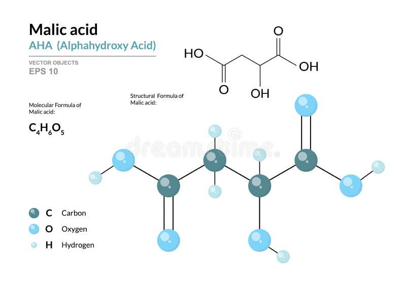 Malic Acid C4H6O5 Molecule, is Dicarboxylic Acid. Structural Chemical ...