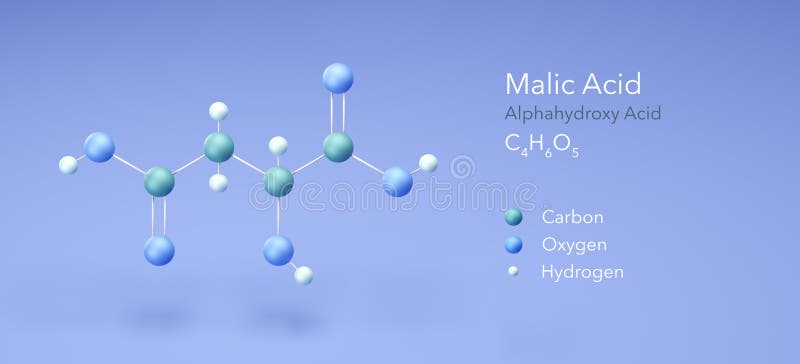 Malic Acid, Alphahydroxy Acid, Dicarboxylic. Molecular Structure 3d ...