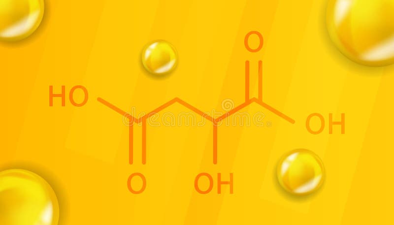 Malic Acid Chemical Formula. Malic Acid 3D Realistic Chemical Molecular ...