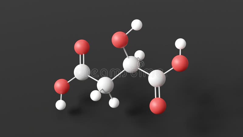 Malic Acid Molecular Structure, Dicarboxylic Acid, Ball and Stick 3d ...