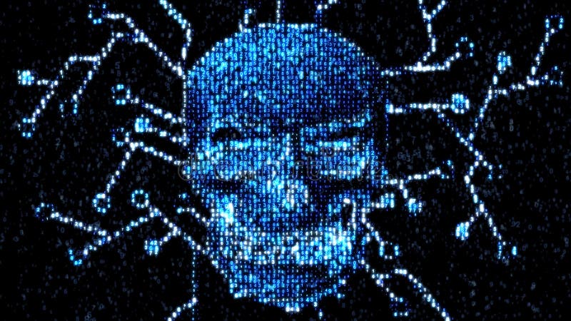 Danger in the Internet. Malicious Code Hacker. Skull Stock Illustration ...