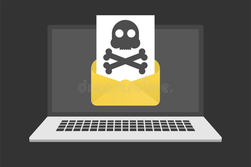 Malicious Email. Problem with Laptop Stock Vector - Illustration of ...