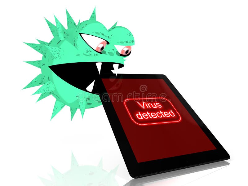 Malicious Virus Eats a Tablet Stock Illustration - Illustration of ...