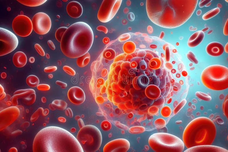 Malicious Virus and Human Body Cell with Leukocytes and Platelets in ...