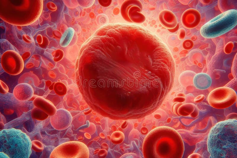 Malicious Virus and Human Body Cell with Leukocytes and Platelets in ...