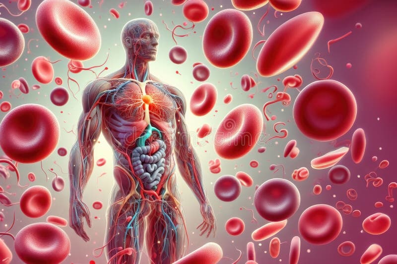 Malicious Virus and Human Body Cell with Leukocytes and Platelets in ...