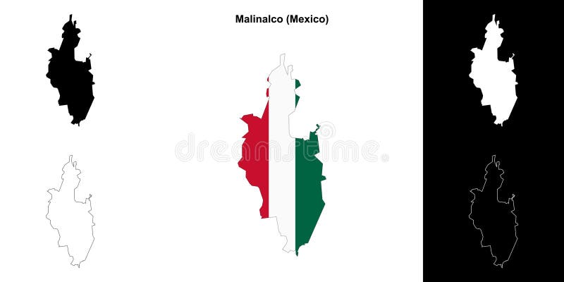 Malinalco outline map stock vector. Illustration of mexican - 379883424
