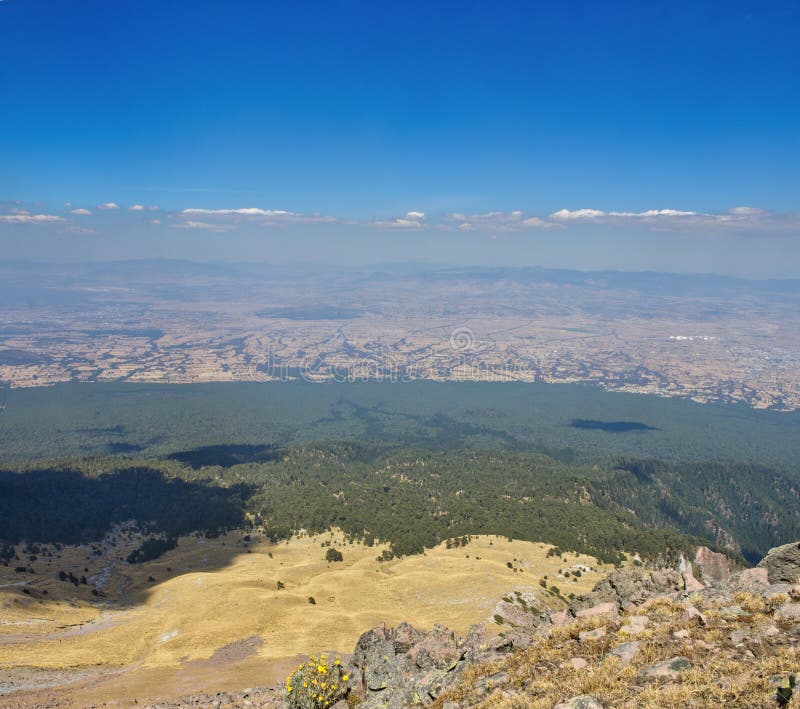The Malinche Volcano, Panoramic View from the Top of the Forest Stock ...