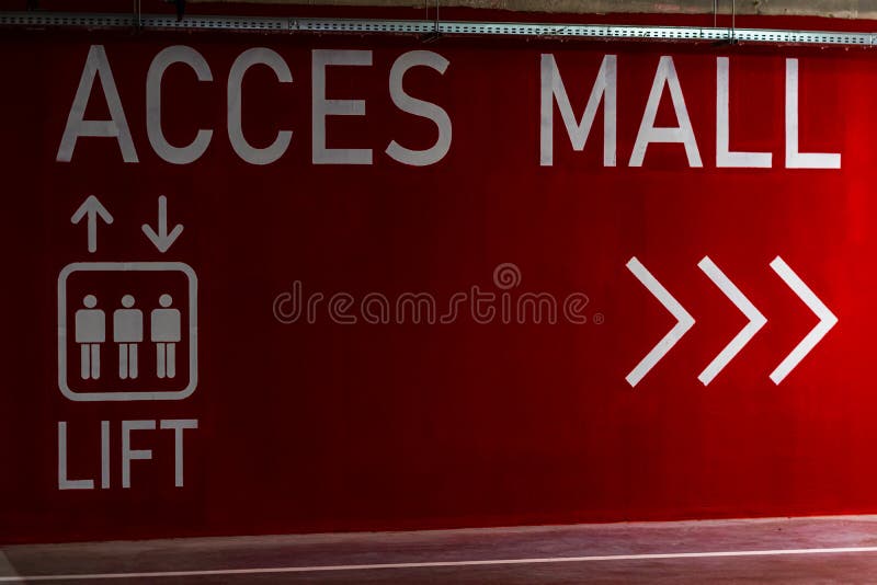 Mall Access Sign. Underground Parking Lot Sign Editorial Photo - Image ...