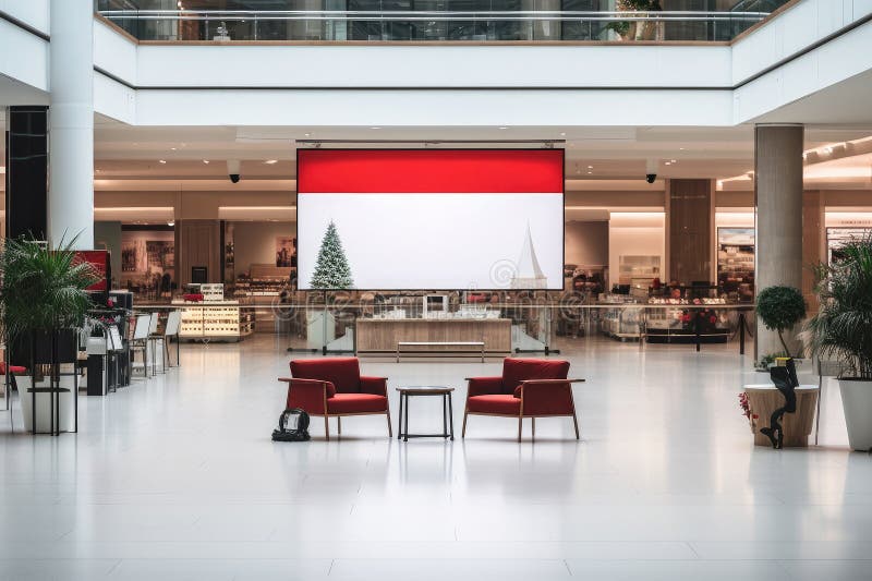 Mall with Banner for Text in Gallery Lobby Stock Photo - Image of store ...