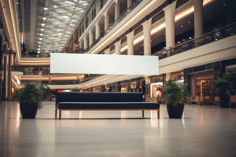 Mall with Banner for Text in Gallery Lobby Stock Image - Image of ...