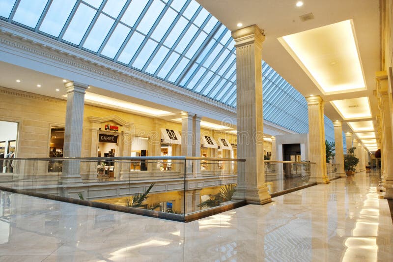 Long Corridor and Shops Inside Shopping Mall Editorial Image - Image of ...